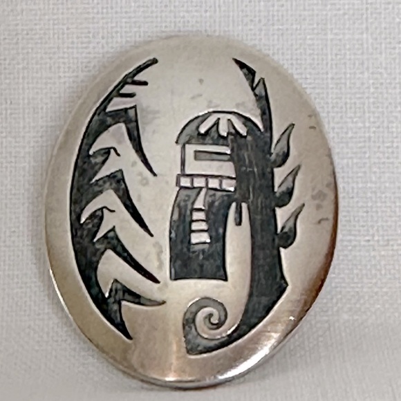 Jewelry | Sterling Silver Native American Hopi Overlay Pin Pendant W ...